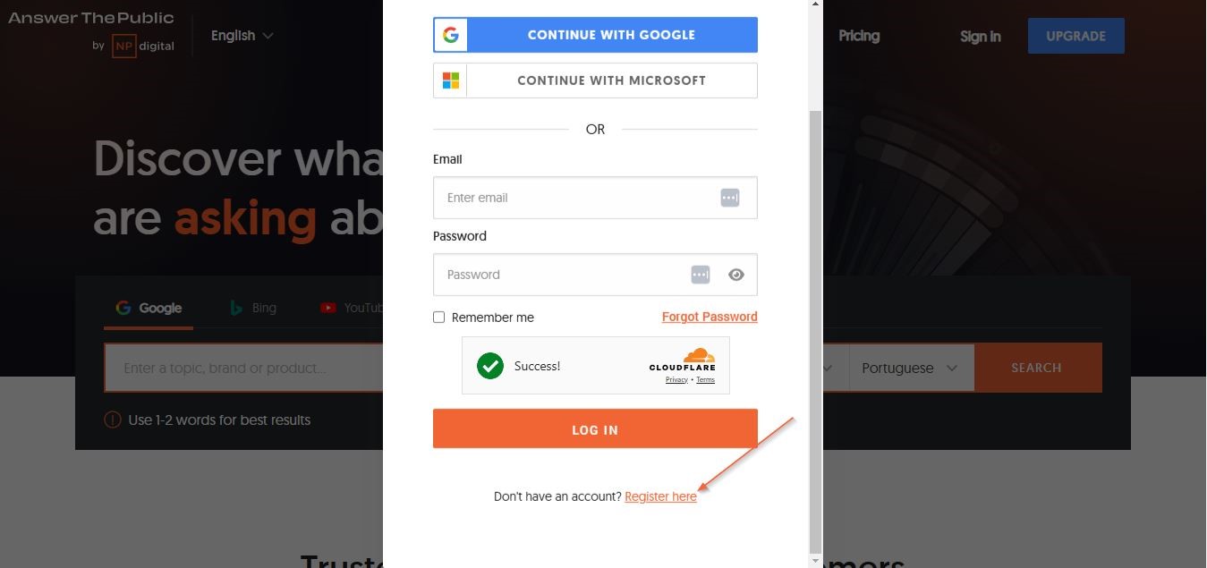 How to Sign Up and Log In to AnswerThePublic – AnswerThePublic